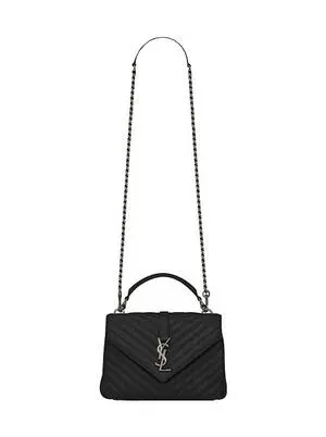 Saint Laurent Quilted College Shoulder Bag Medium - Black