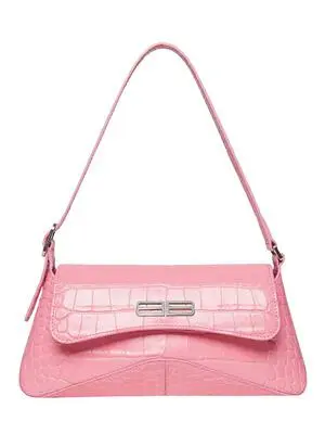 Balenciaga Xx Crocodile Embossed Flap Bag Small - Pink