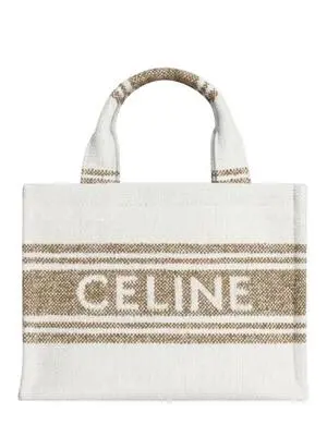 Celine Small Cabas Striped Textile Tote Bag - Tobacco/tan