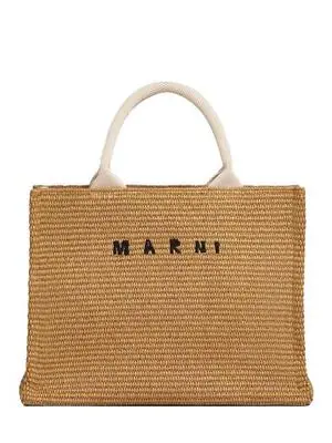 Marni Tote Bag In Raffia Effect Fabric - Naturale