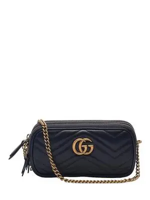 Gucci Gg Marmont Chain Matelasse Mini Bag - Black