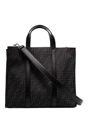 Fendi Ff Monogram Jacquard Tote Bag - Black/grey