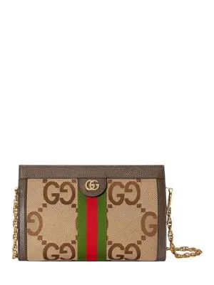 Gucci Ophidia Small Shoulder Bag With Chain Strap - Camel/ebony/red