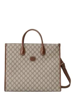 Gucci Medium Tote With Interlocking G - Beige/ebony