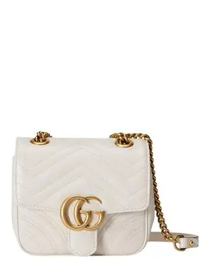 Gucci Gg Marmont Mini Shoulder Bag Matelassé Chevron - White