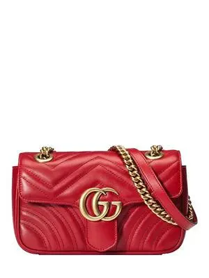 Gucci Gg Marmont Matelasse Mini - Hibiscus Red
