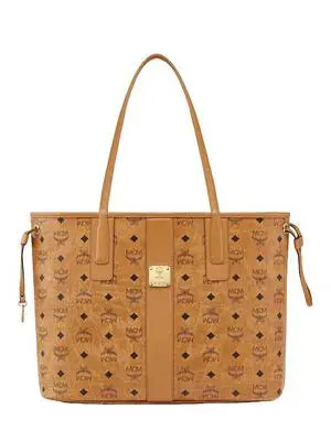 Mcm Reversible Liz Shopper Medium Visetos - Cognac