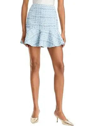 Aqua Tweed Mini Skirt - Blue