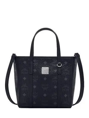 Mcm Toni Shopper Mini Visetos - Black