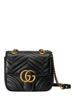 Gucci Gg Marmont Mini Shoulder Bag Matelasse Chevron - Black