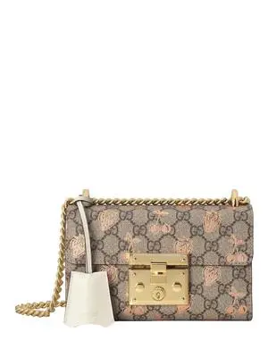 GUCCI Padlock GG Supreme Strawberry Print Shoulder Bag