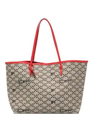 Off-White Arrows Logo Print Tote Bag - Taupe/red
