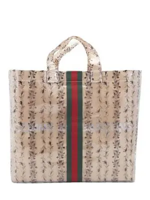Gucci X Comme Des Garçons Floral Vinyl Paper Tote Bag - Clear