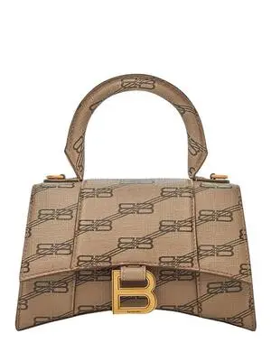 Balenciaga Hourglass Xs Handbag Bb Monogram - Beige/brown
