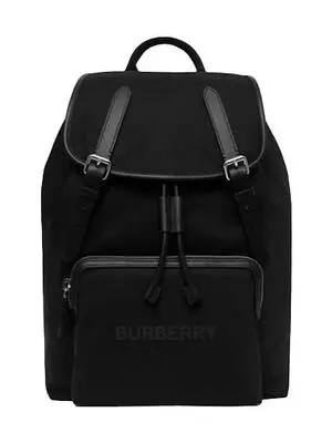 Burberry Logo Print Nylon Backpack - Black