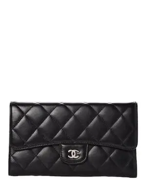 Chanel Flap Wallet Quilted Diamond Large - Black