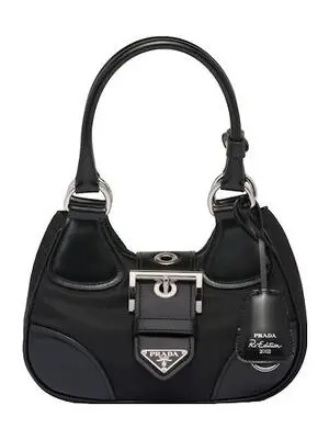 Prada Re-nylon And Leather Moon Bag - Black