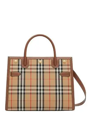 Burberry Small Vintage Check Two-handle Title Bag - Archive Beige Brown