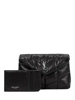 Saint Laurent Puffer Pouch In Quilted Lambskin - Black/silver/tone
