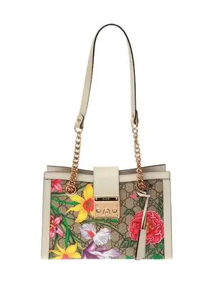 Gucci Padlock Gg Flora Shoulder Bag - Ivory