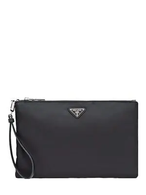 Prada Re-nylon And Saffiano Leather Pouch - Black