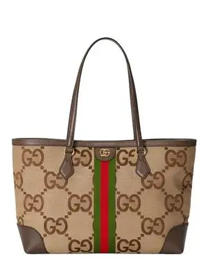 Gucci Ophidia Jumbo Gg Medium Tote - Camel/ebony/red
