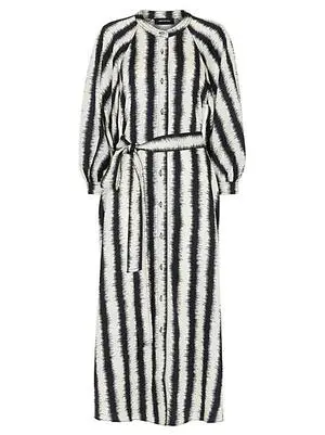 Whistles Woven Stripe-pattern Midi Dress - Cream