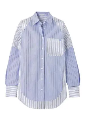 Stella McCartney Paneled Striped Cotton-poplin Shirt - Blue