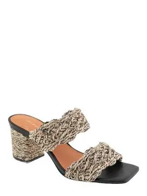 Andre Assous André Assous Drew Raffia Sandals Natural/ Black