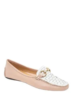 PATRICIA GREEN Kim Horsebit Woven Loafer - Blush/ White Leather
