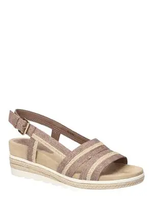 EASY WORKS BY EASY STREET Mel Espadrille Slingback Platform Wedge Sandal - Light Brown