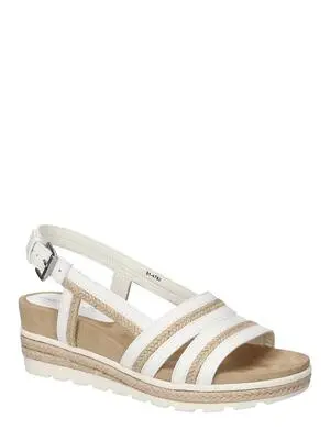 EASY WORKS BY EASY STREET Mel Espadrille Slingback Platform Wedge Sandal - White