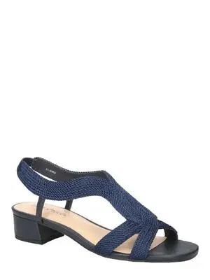 EASY WORKS BY EASY STREET Festival Block Heel Slingback Sandal - Navy Woven