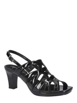 EASY WORKS BY EASY STREET Jetty Slingback Sandals - Black Patent