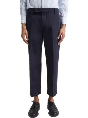 Thom Browne Cotton Twill Cropped Chinos - Navy