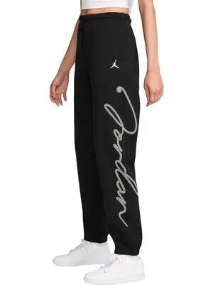 JORDAN Jordan Brooklyn Fleece Rhinestone Logo Sweatpants Black/ Sail