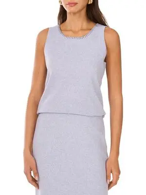 Vince Camuto Whipstitch Sleeveless Sweater - Grey Skies