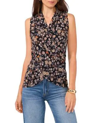 Vince Camuto Floral Wrap Tank - Rich Black
