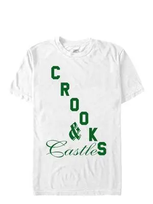 CROOKS & CASTLES Green Big Bold Logo Graphic T-shirt - White