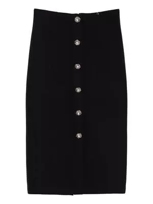 NISSA Button-detailed Midi Skirt - Black