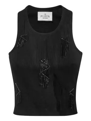 Philipp Plein Fringed Tank Top - Black