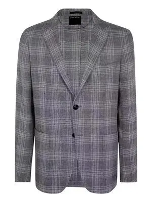 Zegna Check-pattern Blazer - Grey