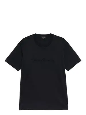 Giorgio Armani Logo Embroidered T-shirt - Blue