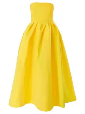 Carolina Herrera Strapless Midi Dress - Yellow