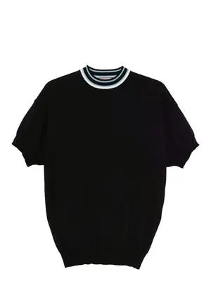 Plan C Striped Cotton T-shirt - Black