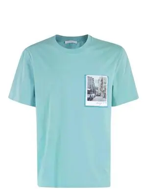 Helmut Lang Graphic-print Cotton T-shirt Blue