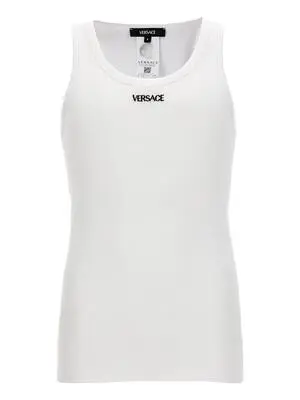 Versace Logo Embroidery Tank Top - White