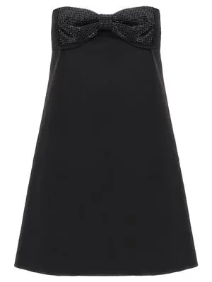 SELF-PORTRAIT Crêpe Bandeau Mini Dress - Black