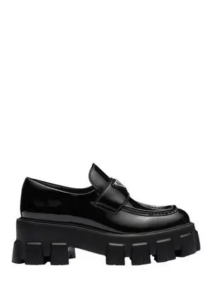 Prada Monolith Patent Leather Loafer - Black