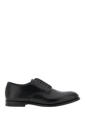 DOUCAL'S Brushed Leather Derby Shoes - Black